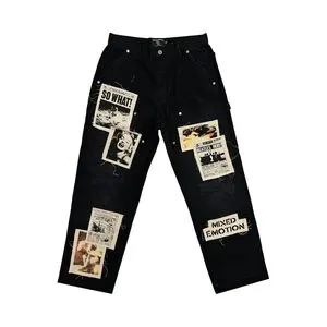 Mixed Emotion Newspaper Carpenter Pants