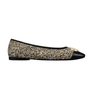 TORY BURCH Wmns Charlie Ballet 209 Brown 5.5 'brown Multi Gold'