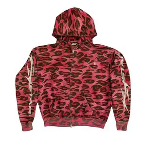 HELLSTAR Cheetah Zip-up Hoodie - Red