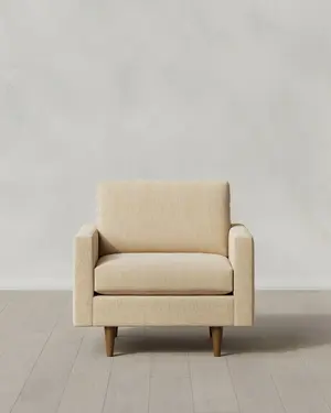 Quince Atlas Midcentury Accent Chair In Performance Chenille-linen Blend Eggshell