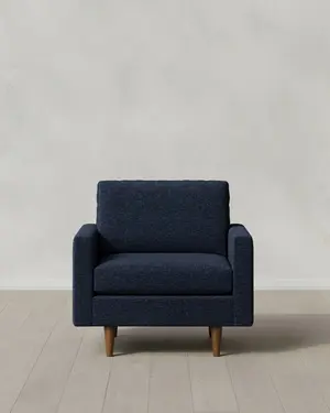 Quince Atlas Midcentury Accent Chair In Performance Chenille-linen Blend Ink