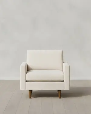 Quince Atlas Midcentury Accent Chair In Performance Chenille-linen Blend - Marshmallow