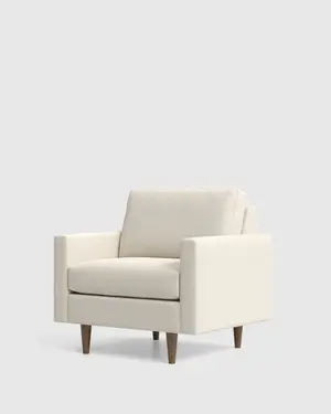 Quince Atlas Midcentury Accent Chair In Performance Chenille-linen Blend - Marshmallow