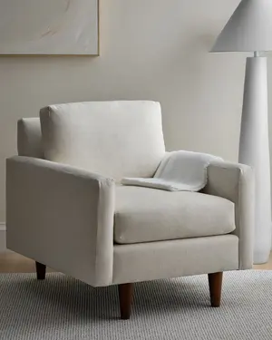 Quince Atlas Midcentury Accent Chair In Performance Chenille-linen Blend - Marshmallow