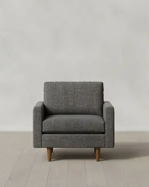 Quince Atlas Midcentury Accent Chair In Performance Chenille-linen Blend Slate