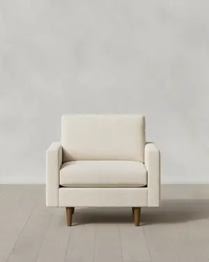 Quince Atlas Midcentury Accent Chair In Performance Chenille-linen Blend Snow