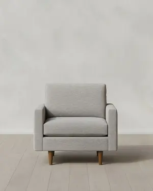 Quince Atlas Midcentury Accent Chair In Performance Basketweave Fog