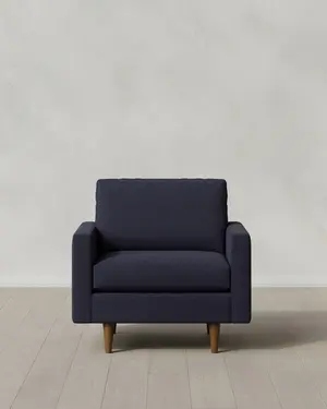 Quince Atlas Midcentury Accent Chair In Performance Basketweave Navy