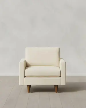 Quince Atlas Midcentury Accent Chair In Performance Velvet Ivory