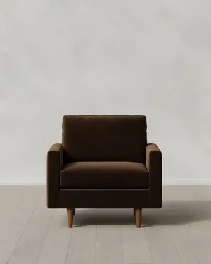 Quince Atlas Midcentury Accent Chair In Performance Velvet Java