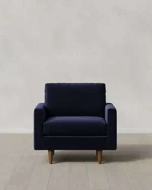 Quince Atlas Midcentury Accent Chair In Performance Velvet Midnight