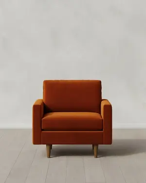 Quince Atlas Midcentury Accent Chair In Performance Velvet Rust
