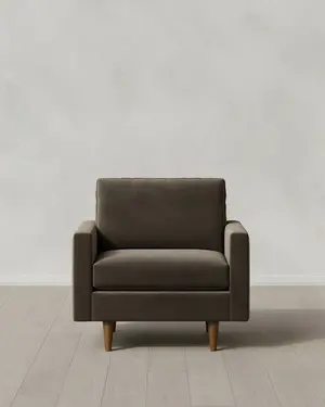Quince Atlas Midcentury Accent Chair In Performance Velvet Sable