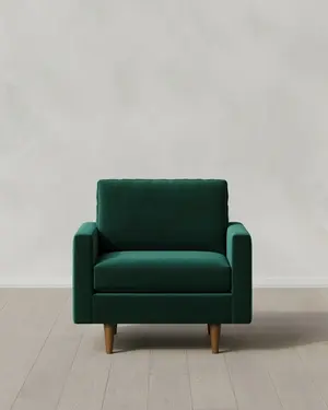 Quince Atlas Midcentury Accent Chair In Performance Velvet Spruce