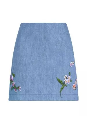 Oscar De La Renta Floral-embroidered A-line Mini Skirt