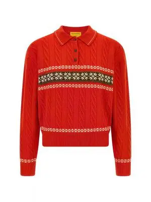 Guest In Residence Cable-knit Polo Sweater