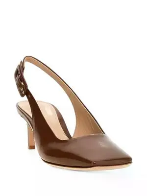 GIANVITO ROSSI Square-toe Slingback Pumps - Brown