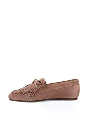 STUART WEITZMAN Fringe Suede Loafers - Neutrals
