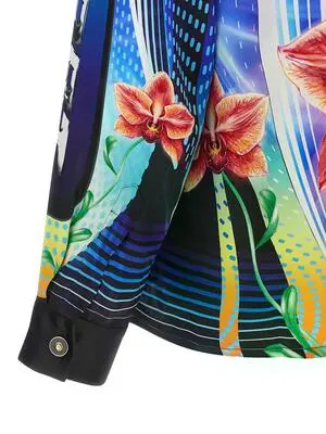 Casablanca Orchid Racer Long Sleeve Silk Shirt