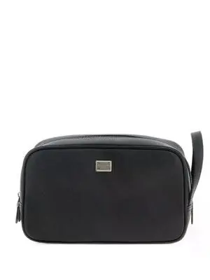 Dolce & Gabbana Logo-plaque Leather Wash Bag - Black