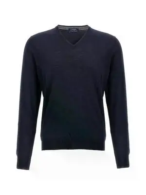 BARBA NAPOLI V-neck Wool Sweater - Blue