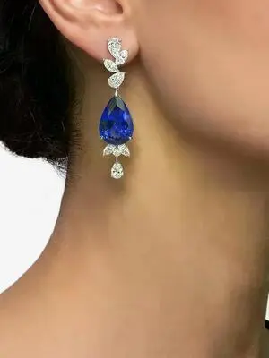 HYT JEWELRY Embellished Pear Tanzanite Earrings