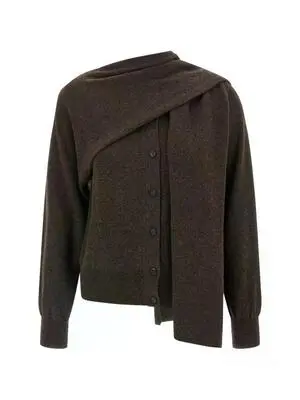 FERRAGAMO Scarf-detail Cashmere Cardigan - Brown