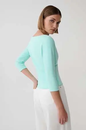Meshki Mya Plunge V Neck Short Sleeve Top