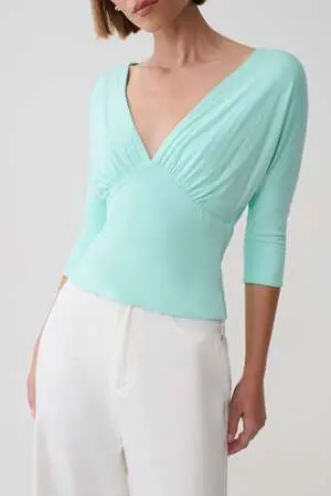 Meshki Mya Plunge V Neck Short Sleeve Top
