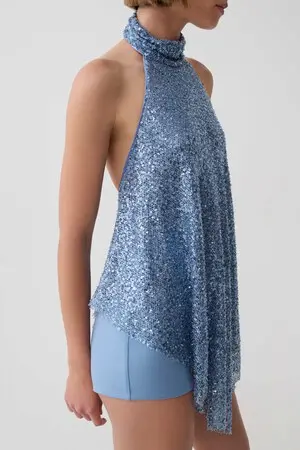 Meshki Ruby Beaded Sheer Longline Top