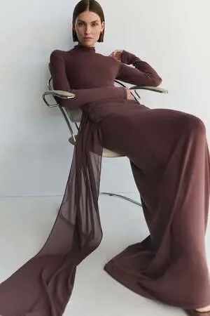 Meshki Grayson Knit Chiffon Maxi Dress
