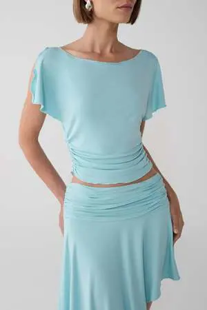 Meshki Talise Modal Flounce Short Sleeve Top