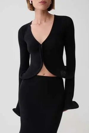 Meshki Gigi Long Sleeve Knit Top - Black