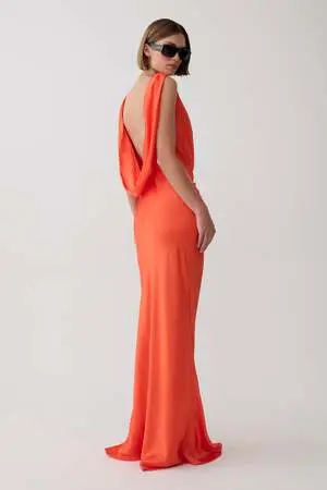 Meshki Fantina V Neck Satin Maxi Dress