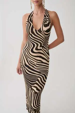 Meshki Darla Deep V Knit Midi Dress