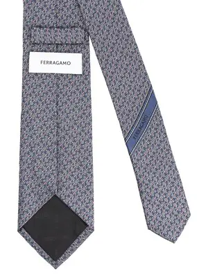 FERRAGAMO Cravatta "gancini" In Jacquard Di Seta