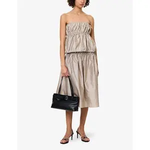 ST. AGNI Paper Taffeta Silk-blend Midi Skirt