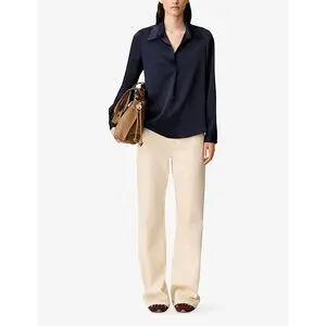 Claudie Pierlot Open-collar Relaxed-fit Woven Blouse