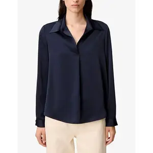 Claudie Pierlot Open-collar Relaxed-fit Woven Blouse