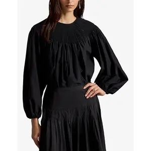 Polo Ralph Lauren Pleated Oversized Silk-cotton Blend Blouse