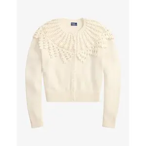 Polo Ralph Lauren Crochet Long-sleeve Wool-alpaca Blend Cardigan - Authentic Cream