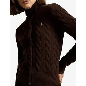 Polo Ralph Lauren Logo-embroidered Cable-knit Wool-cashmere Blend Cardigan