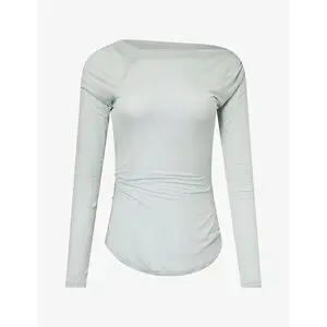 PEACHY DEN Emma Semi-sheer Jersey Top - Mist