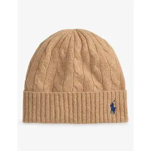 Polo Ralph Lauren Logo-embroidered Knitted Beanie Hat - Camel