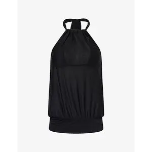 PEACHY DEN Emma Halterneck Jersey Top - Black