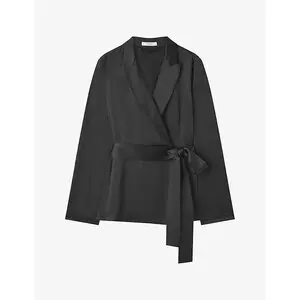 JOSEPH Archer Peak-lapel Silk-satin Jacket - Black