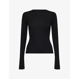 ST. AGNI Long-sleeve Bateau Neck Wool Top