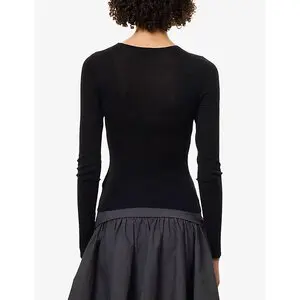 ST. AGNI Long-sleeve Bateau Neck Wool Top