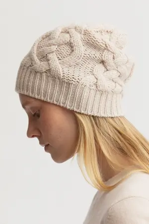 Iris Von Arnim Stonewashed Cashmere Beanie Zariah - Alabaster