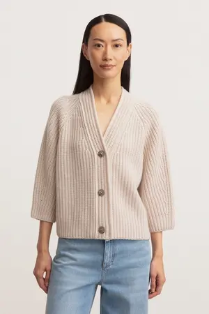 Iris Von Arnim Stonewashed Cashmere Cardigan Fallou Button